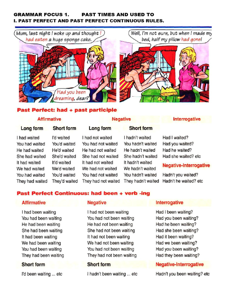 Past Tenses and 'Used To' Exercises | PDF | Perfect (Grammar ...