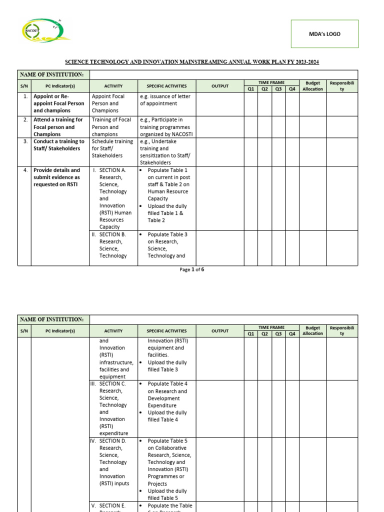 STI Mainstreaming Workplan FY 2023.2024 | PDF