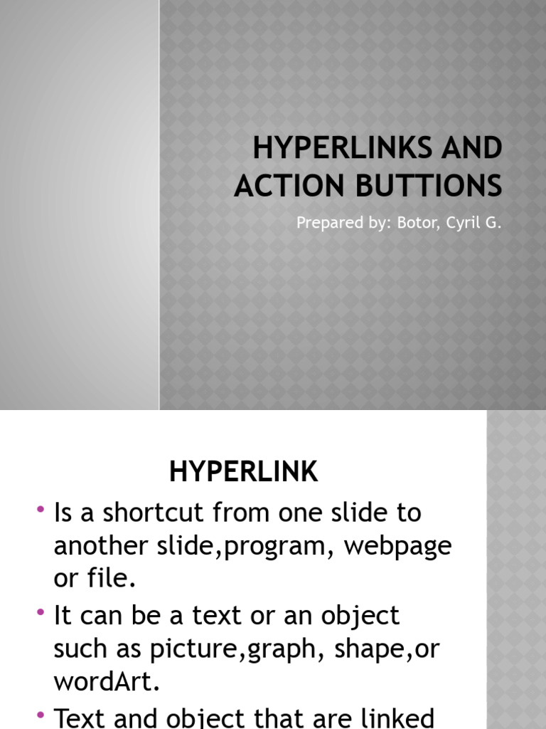 Creating Hyperlinks and Action Buttons | PDF | Hyperlink | Point And Click