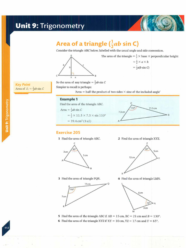 Edexcel Igcse Math Book B Trigonometry Unit 9 | PDF | Triangle | Area