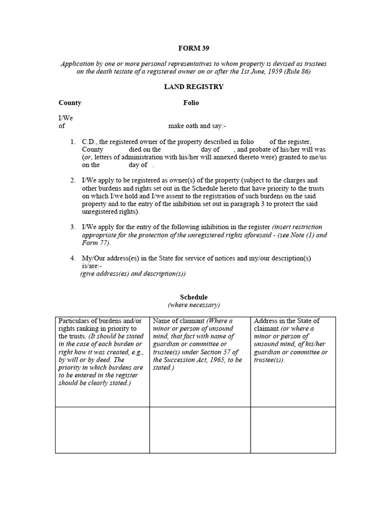 Land Registry Form 39 | PDF | Trust Law | Document