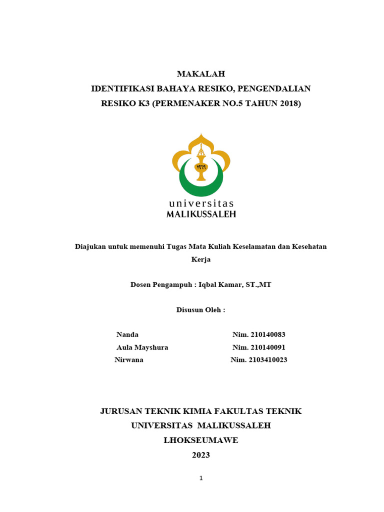 Makalah Kesehatan Dan Keselamatan Kerja (K3) | PDF