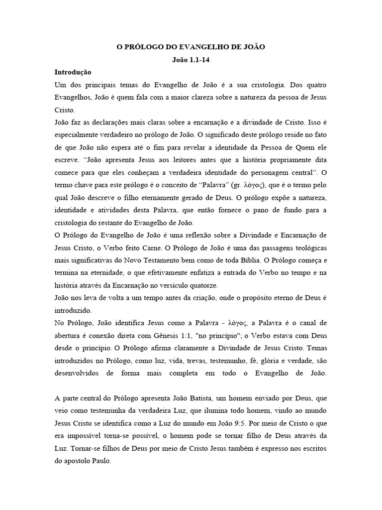 O Prólogo Do Evangelho de João Revisar | PDF