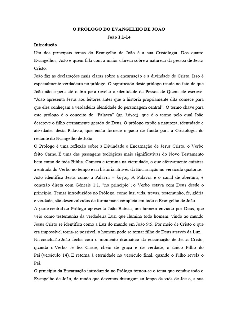 O PRÓLOGO DO EVANGELHO DE JOÃO Pronto | PDF