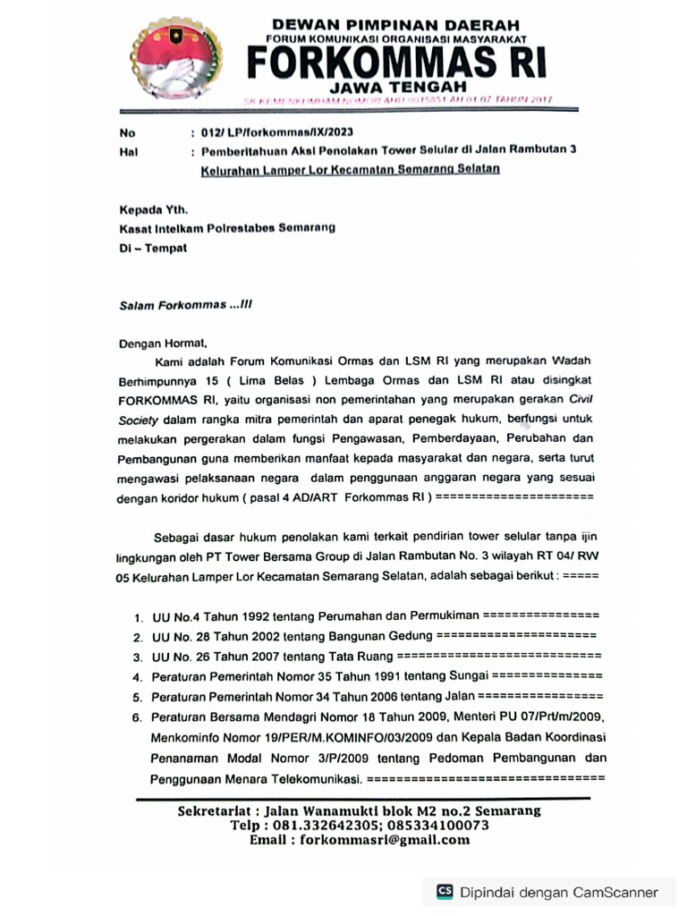 Surat Pemberitahuan Aksi | PDF