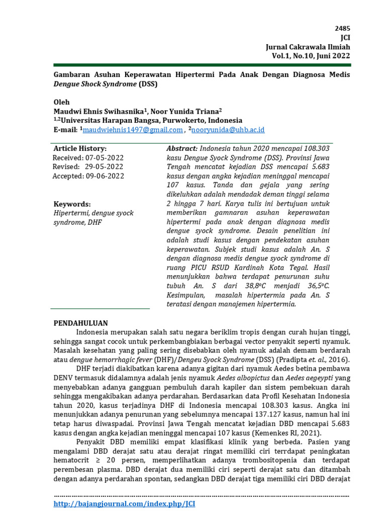 Gambaran Asuhan Keperawatan Hipertermi Pada Anak Dengan Diagnosa Medis ...