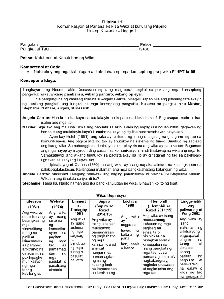 Komunikasyon Q1 W1 Final | PDF