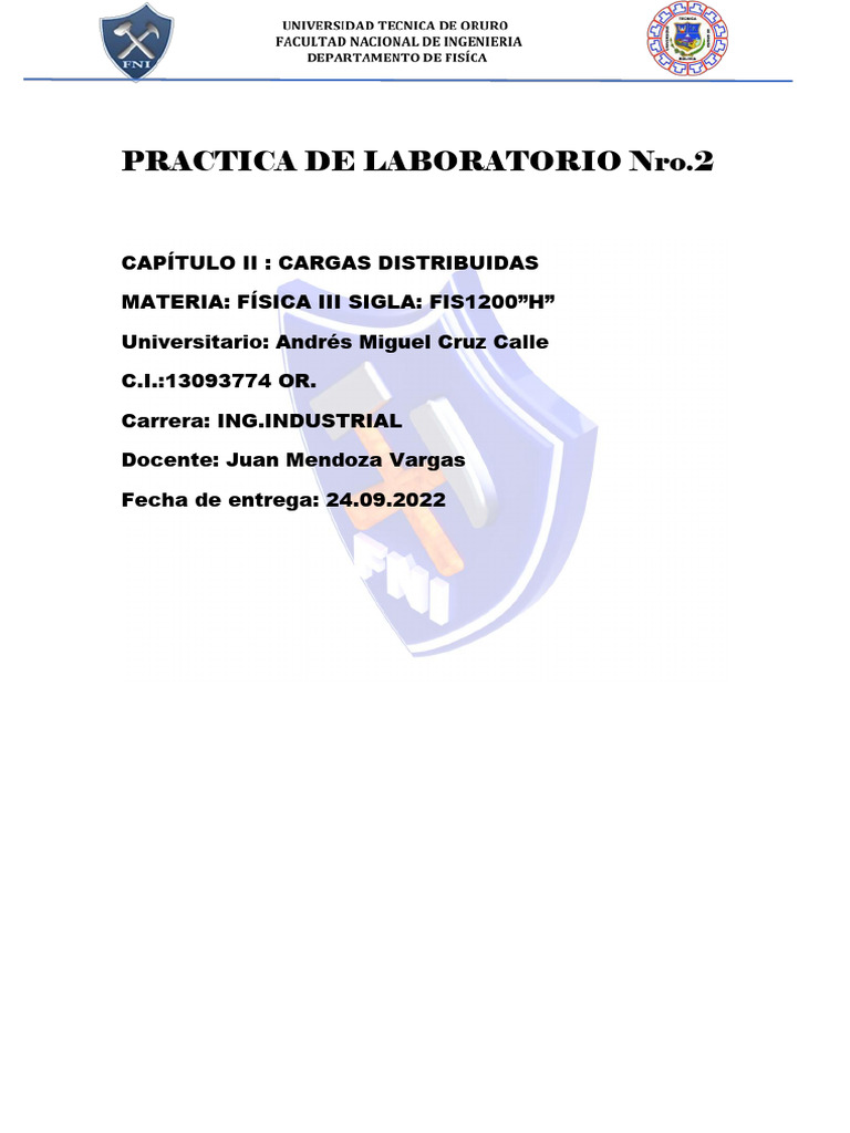 Laboratorio Nro.2 | PDF | Campo eléctrico | Ciencias fisicas