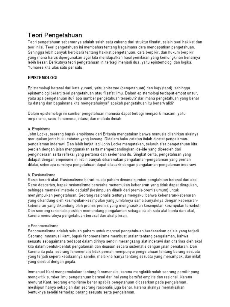 Teori Pengetahuan | PDF