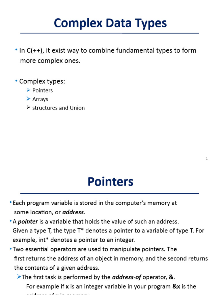Chap II. Complex Data Types | PDF | Pointer (Computer Programming) | C (Programming Language)