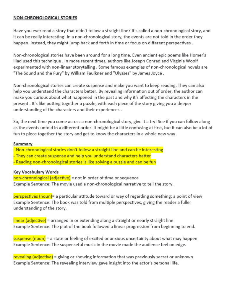 Understanding Non-Chronological Stories | PDF