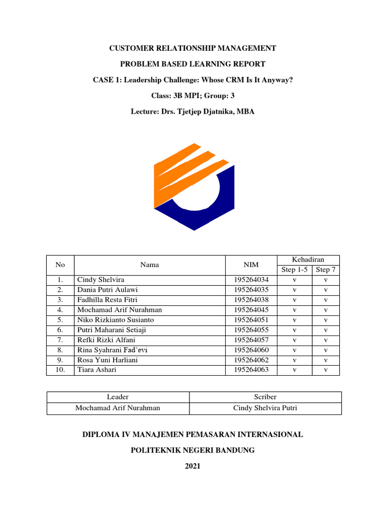 PBL Report Case 1 - Group 3 - 3B-MPI | PDF