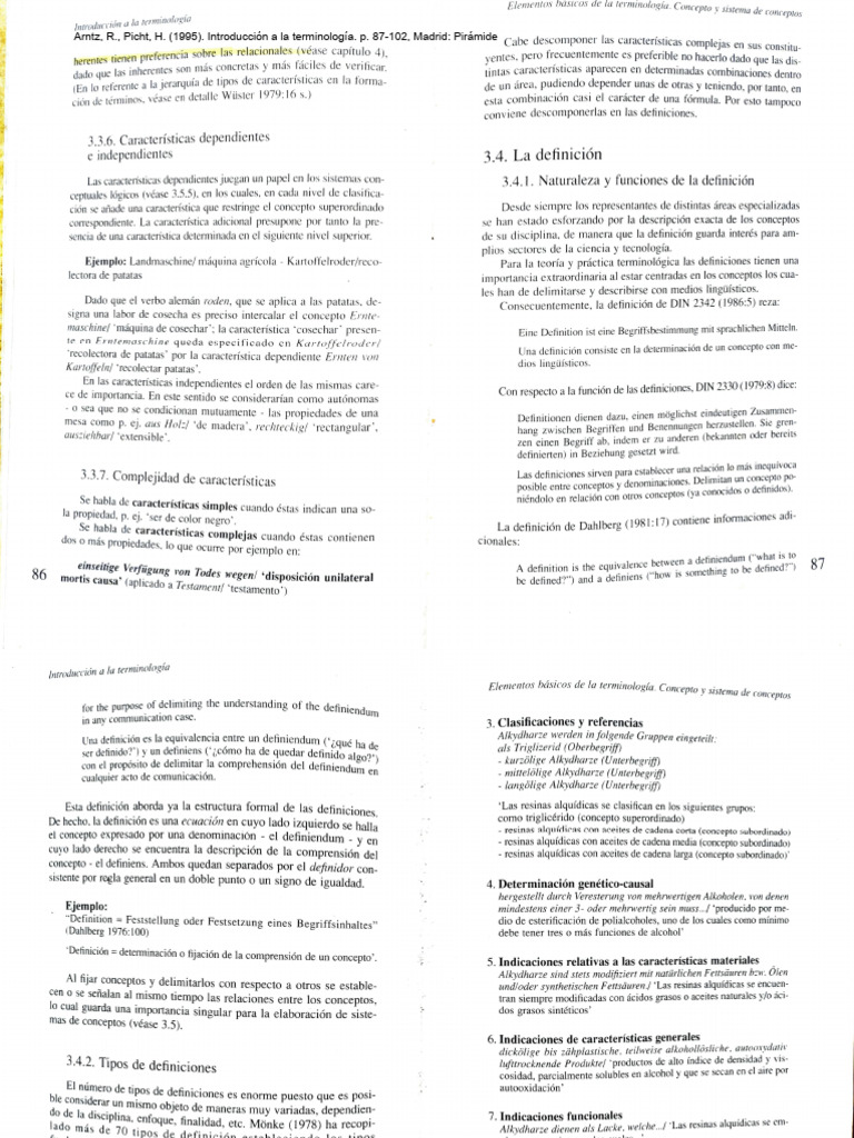 La Definición de Conceptos (Arntz and Picht, 1995) | PDF