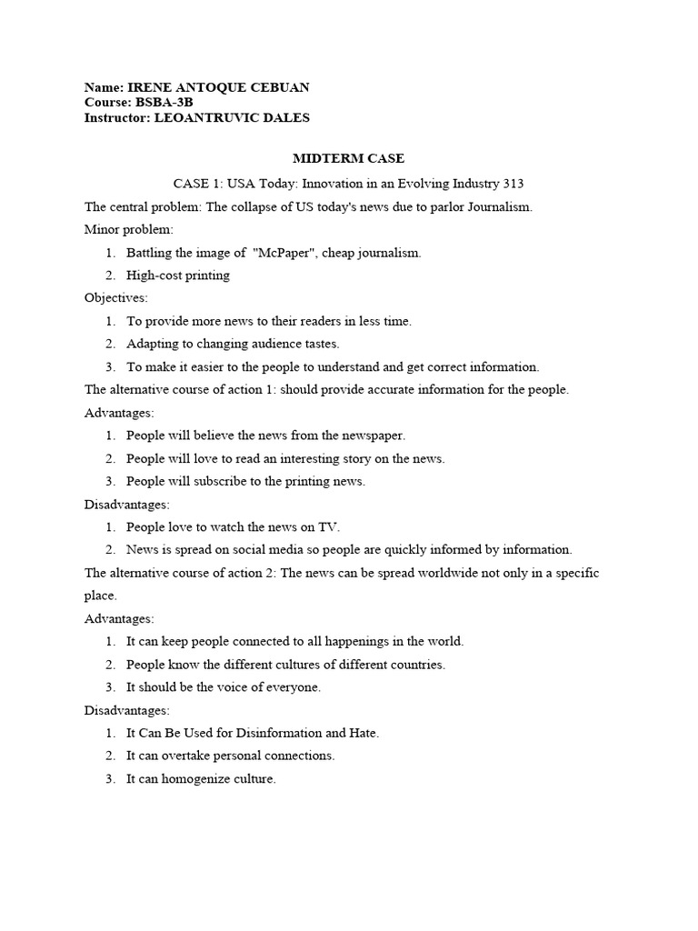Case Study Midterm Final Term Marketing Management 303 Birene A. Cebuan | PDF