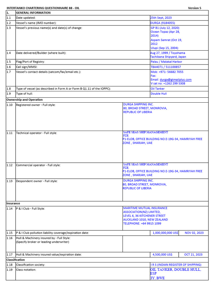 Durga Q88-5 | PDF | Tonnage | Ships