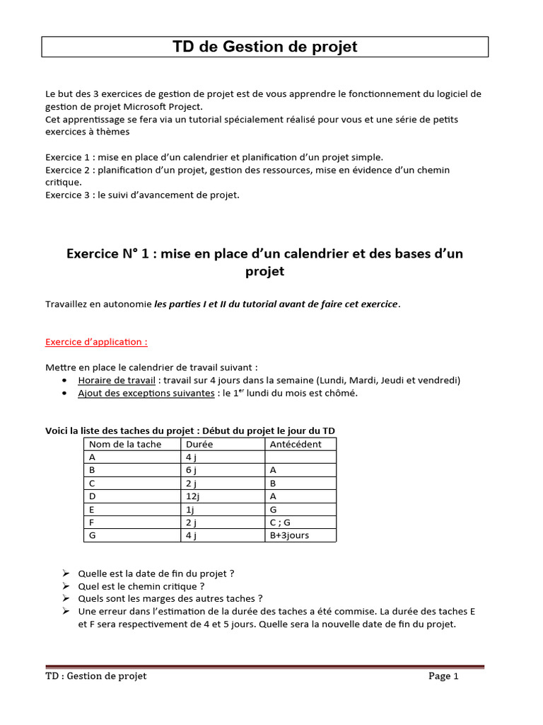 Analyse du chemin critique avec Gantt | PDF
