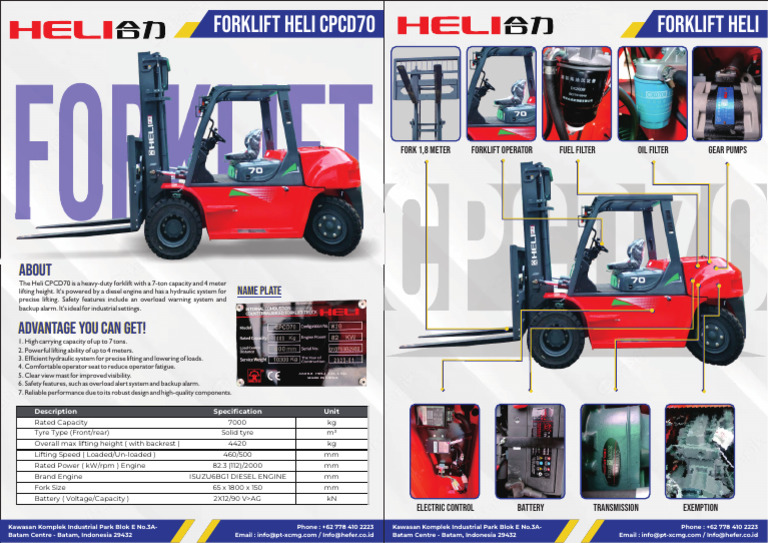 Forklift Heli CPCD70 | PDF | Forklift | Mechanical Engineering