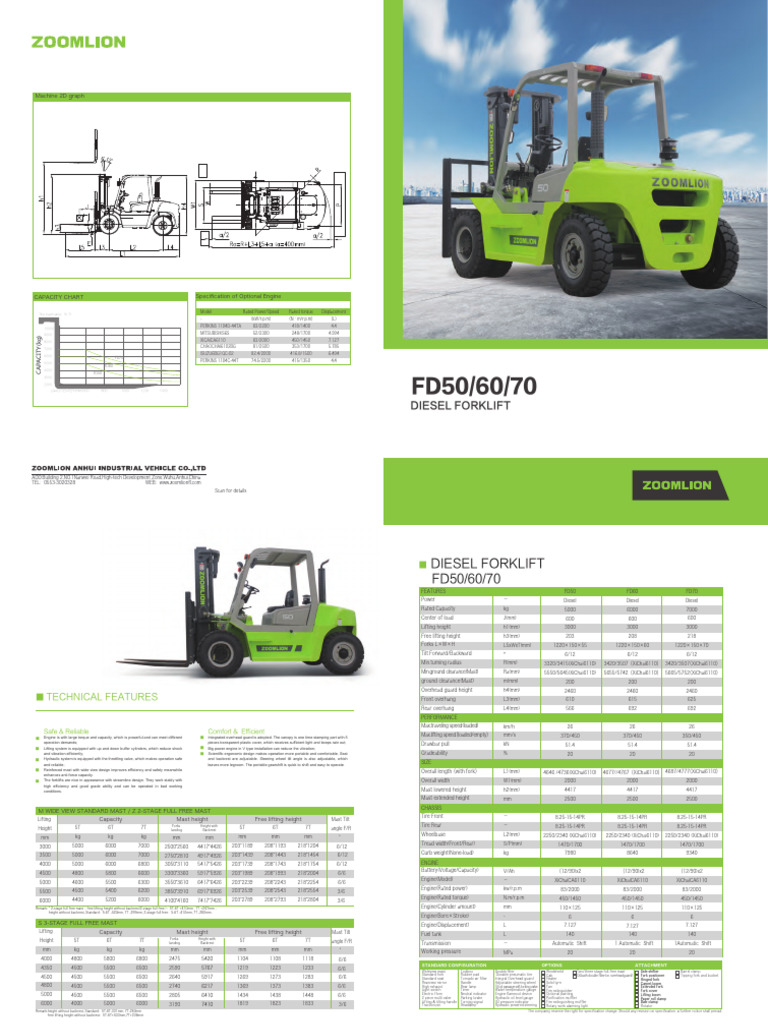 Zoomlion Forklift FD50-70 | PDF