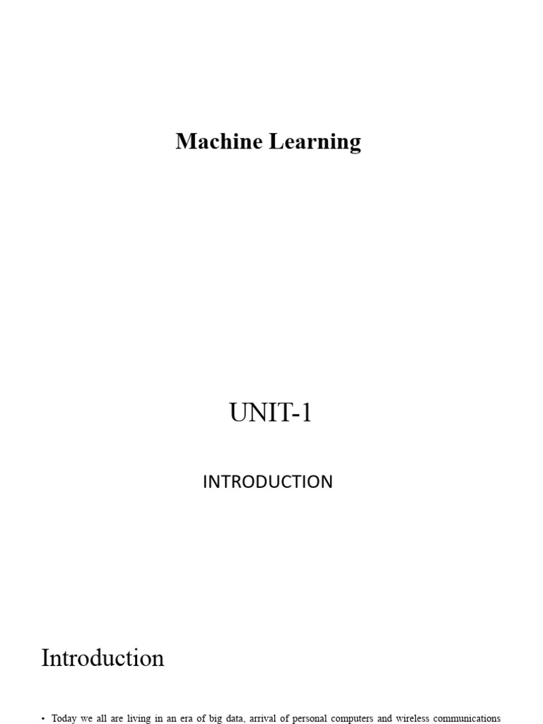 Machine Learning Unit 1 | PDF Machine Learning Unit 1 | PDF