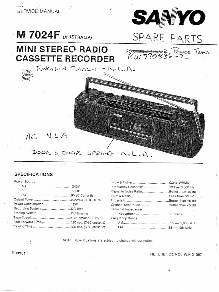 sanyo_m-7024_mini_radio_cassette_recorder_sm | PDF