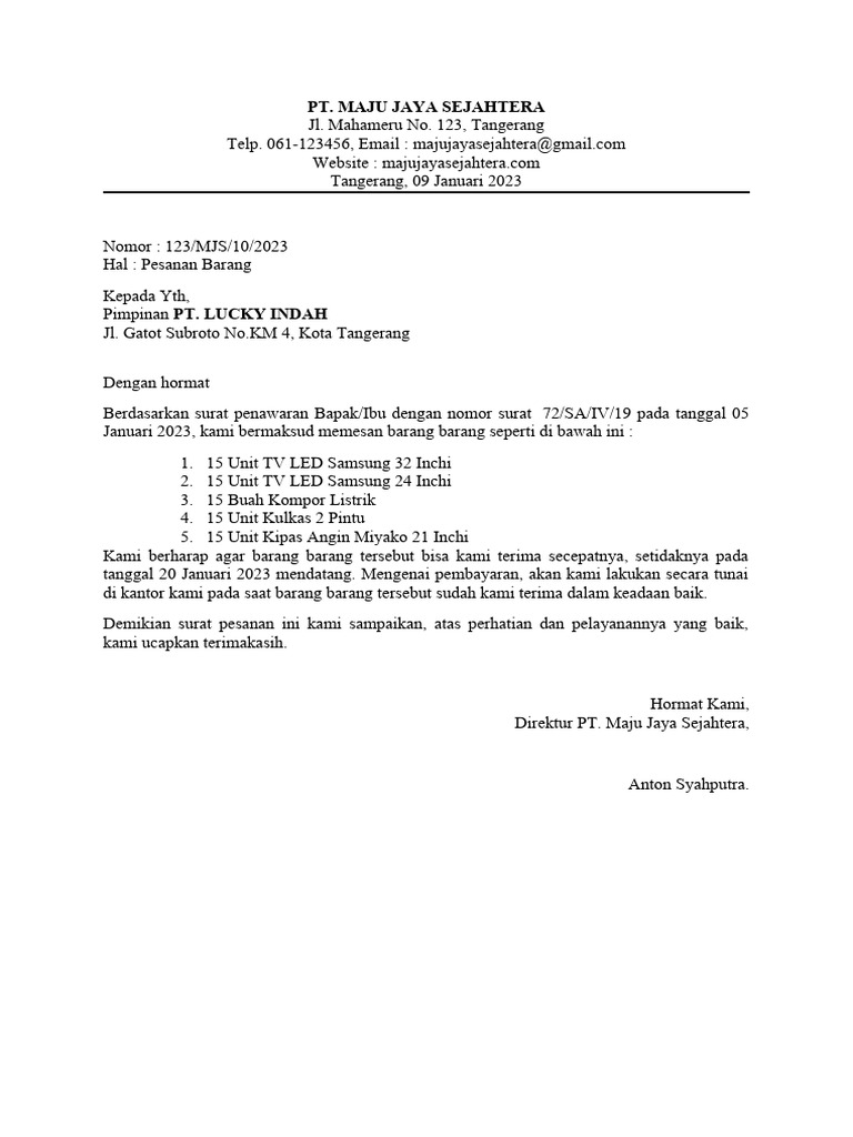 10 Contoh Surat Masuk | PDF