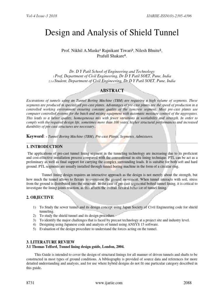 Design Analysis of Shield Tunneling | PDF