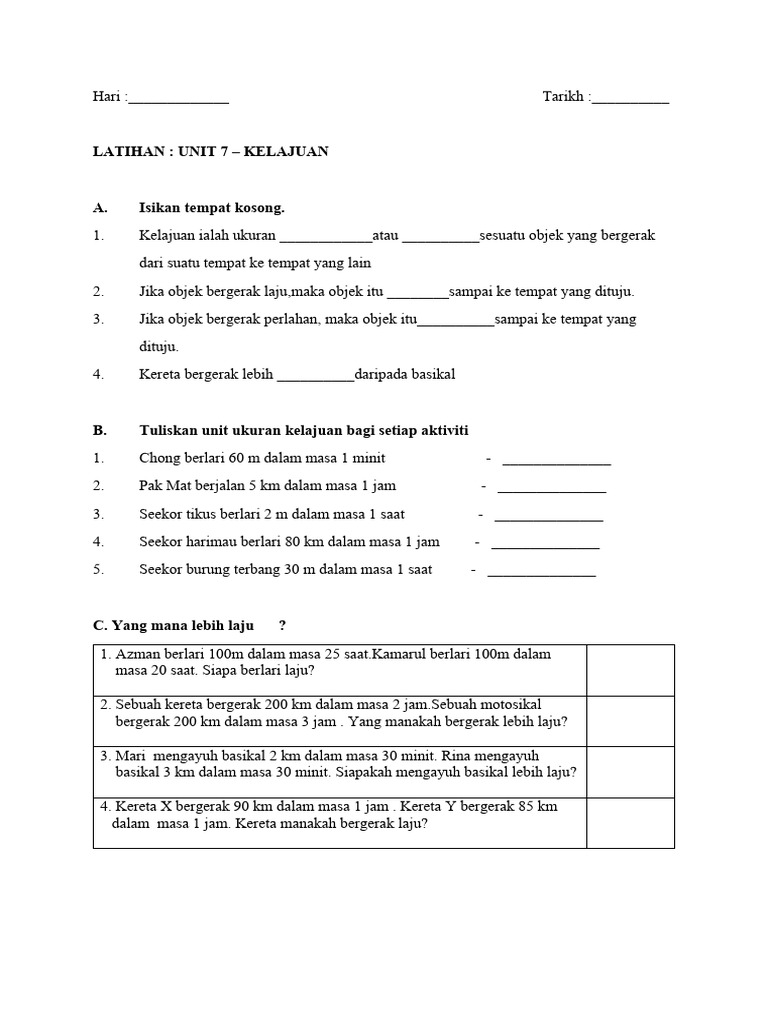 LATIHAN. Kelajuan | PDF