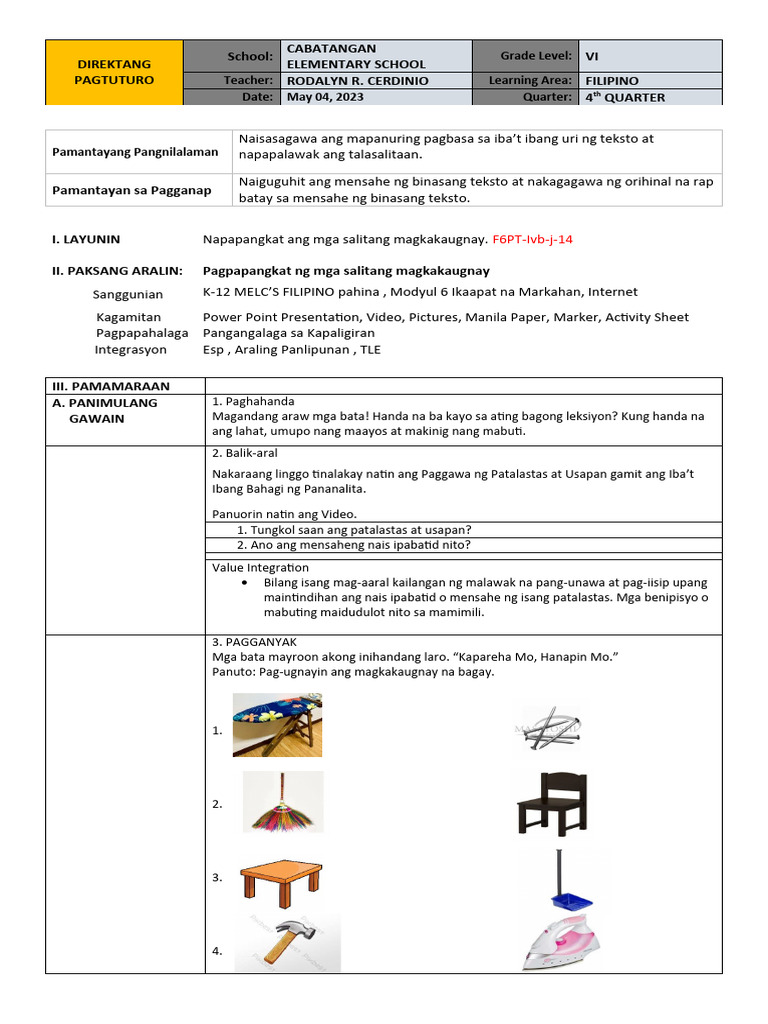 FILIPINO 6 - 4th Quarter | PDF | Self-Improvement