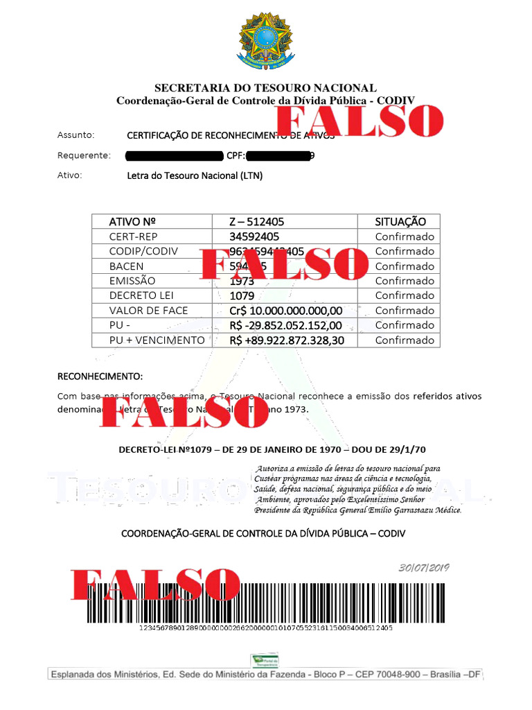 Exemplos de Documentos FALSOS | PDF