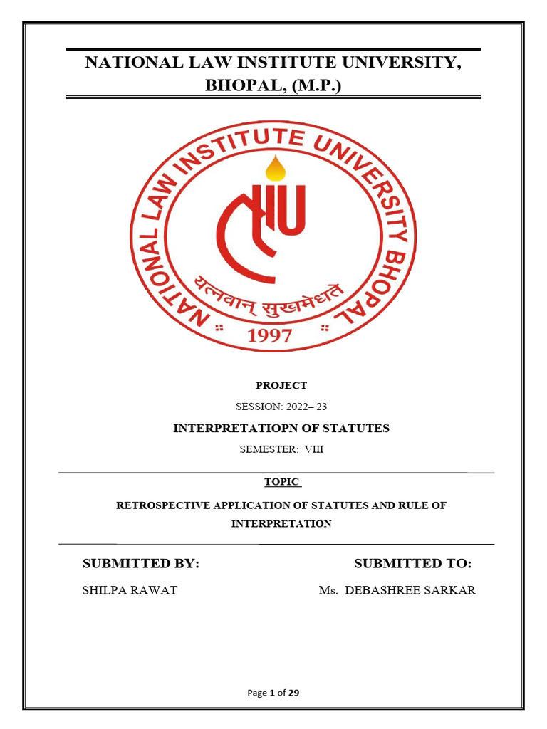 Interpretation of Statutes Project | PDF | Ex Post Facto Law ...