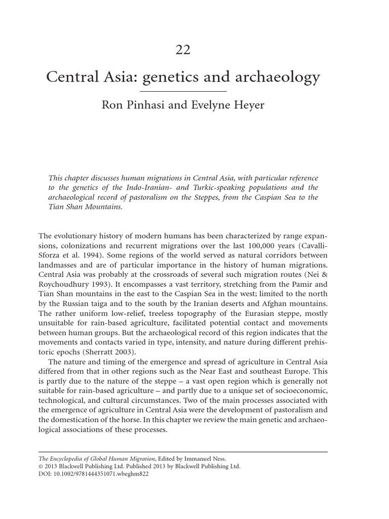 Pinhasi R., Heyer E. - Central Asia - Genetics and Archaeology | PDF | Social Science