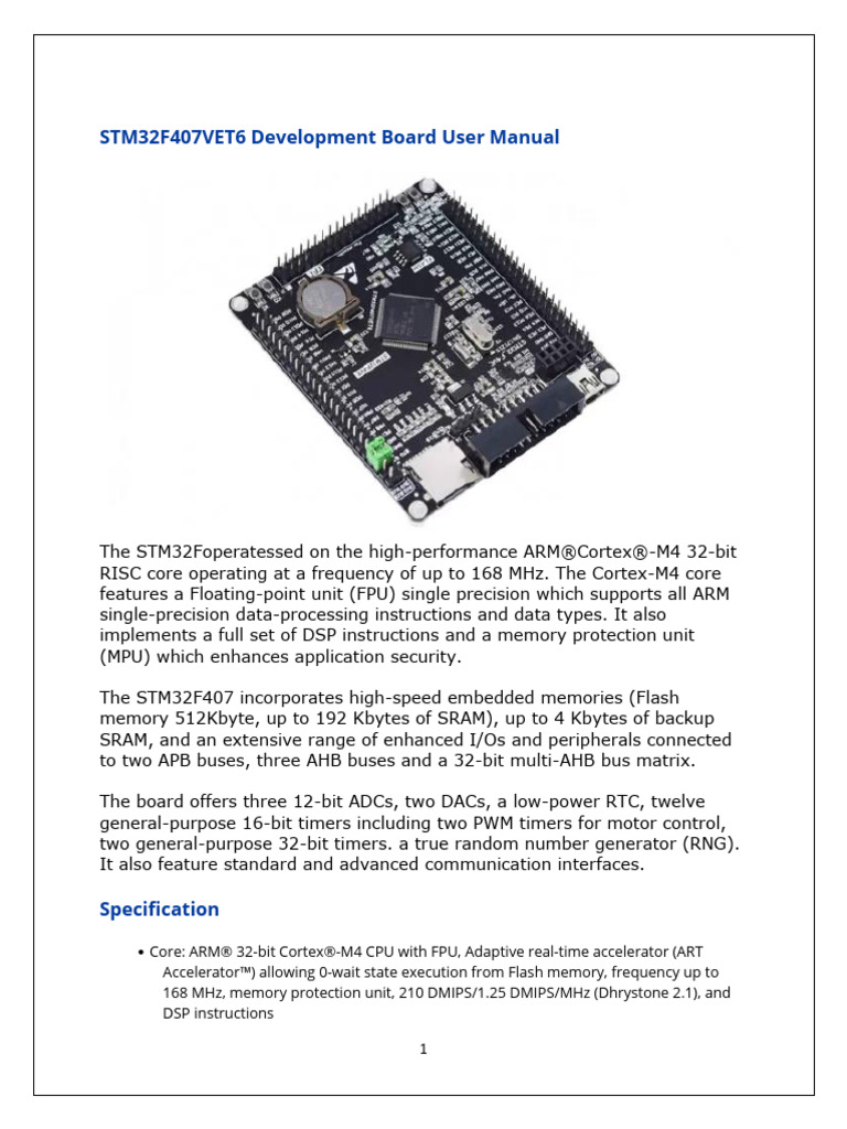 STM32F407VET6 Dev Board User | PDF | Integrated Circuit | Electrical Engineering