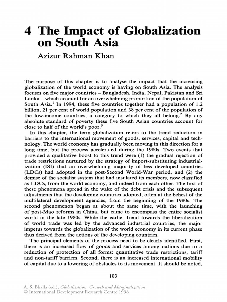 Globalization's Effects on South Asia | PDF | Globalization | South Asia