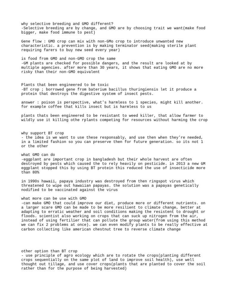 why selective breeding and GMO diff | PDF