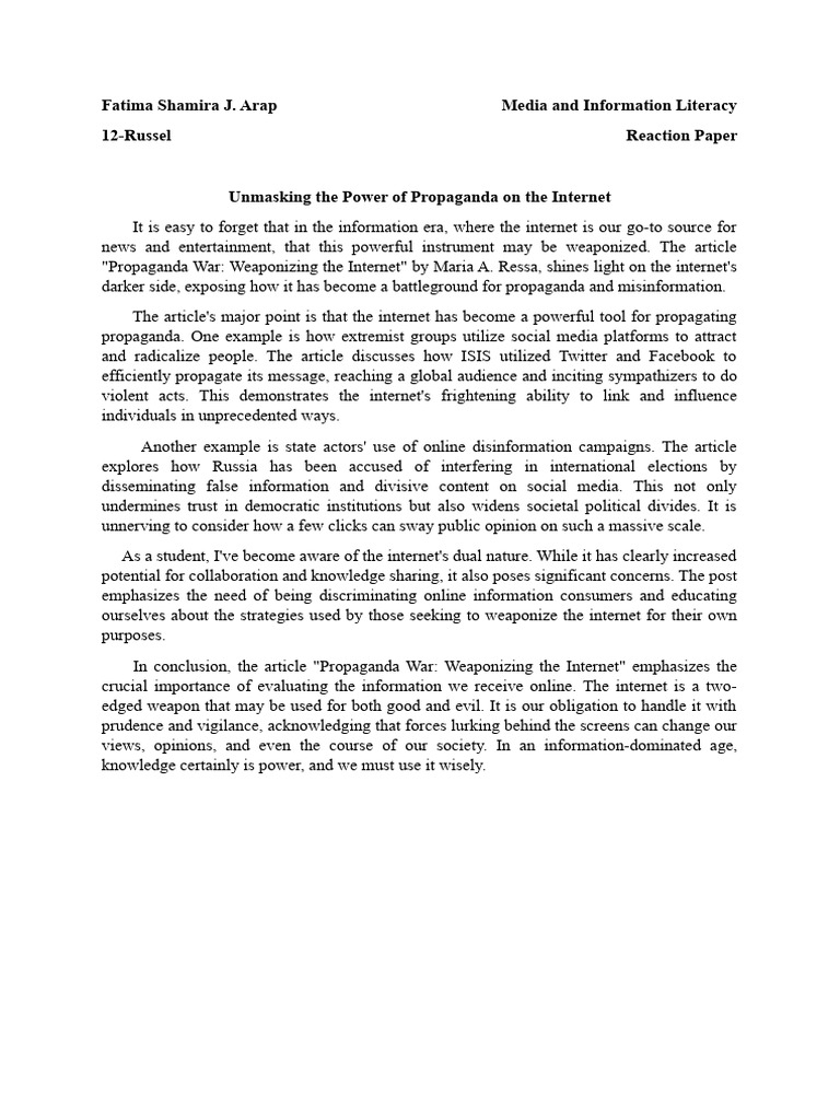 Reaction Paper MIL | PDF