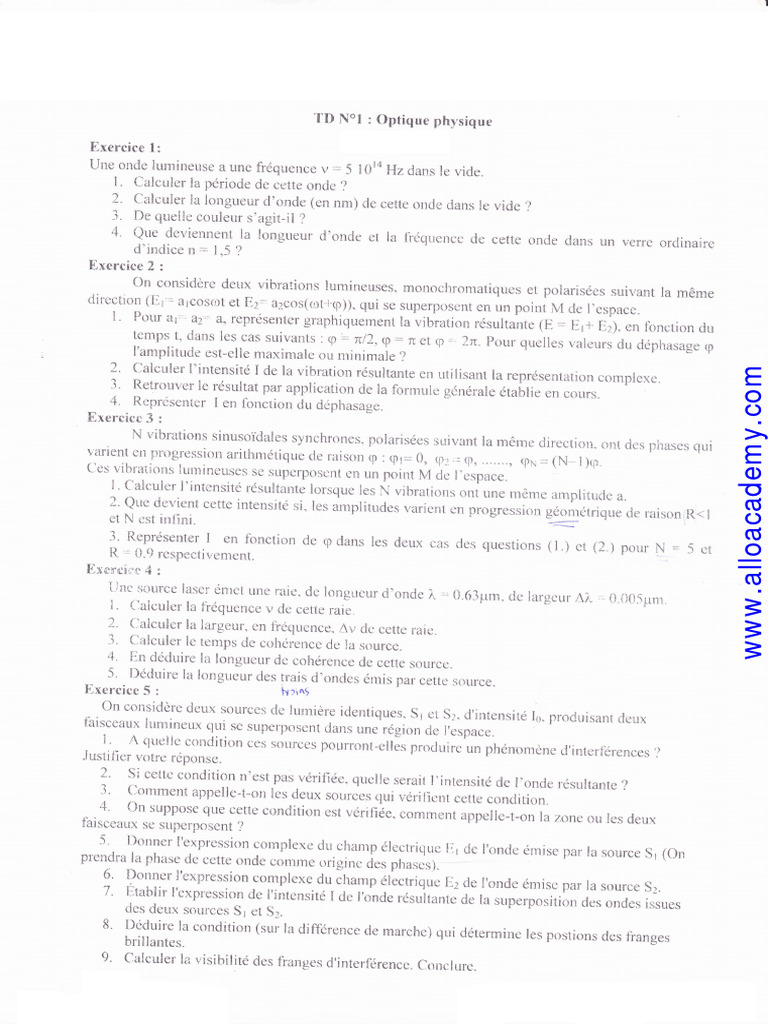 TD 1 Corrige Optique | PDF