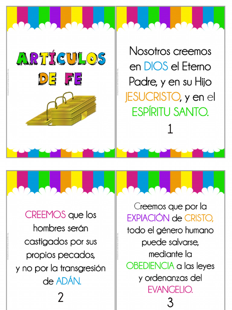 Articulos de Fe 2020 Dos Tamaños | PDF