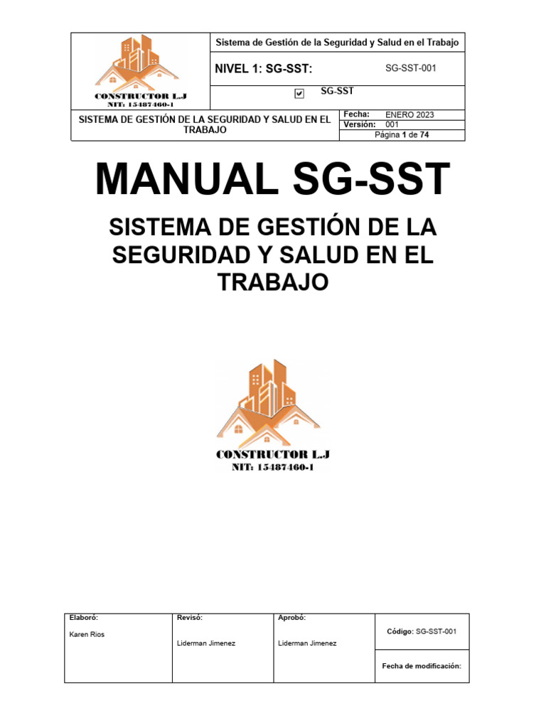 4 SGSST-FT 001 Manual de SG-SST | PDF