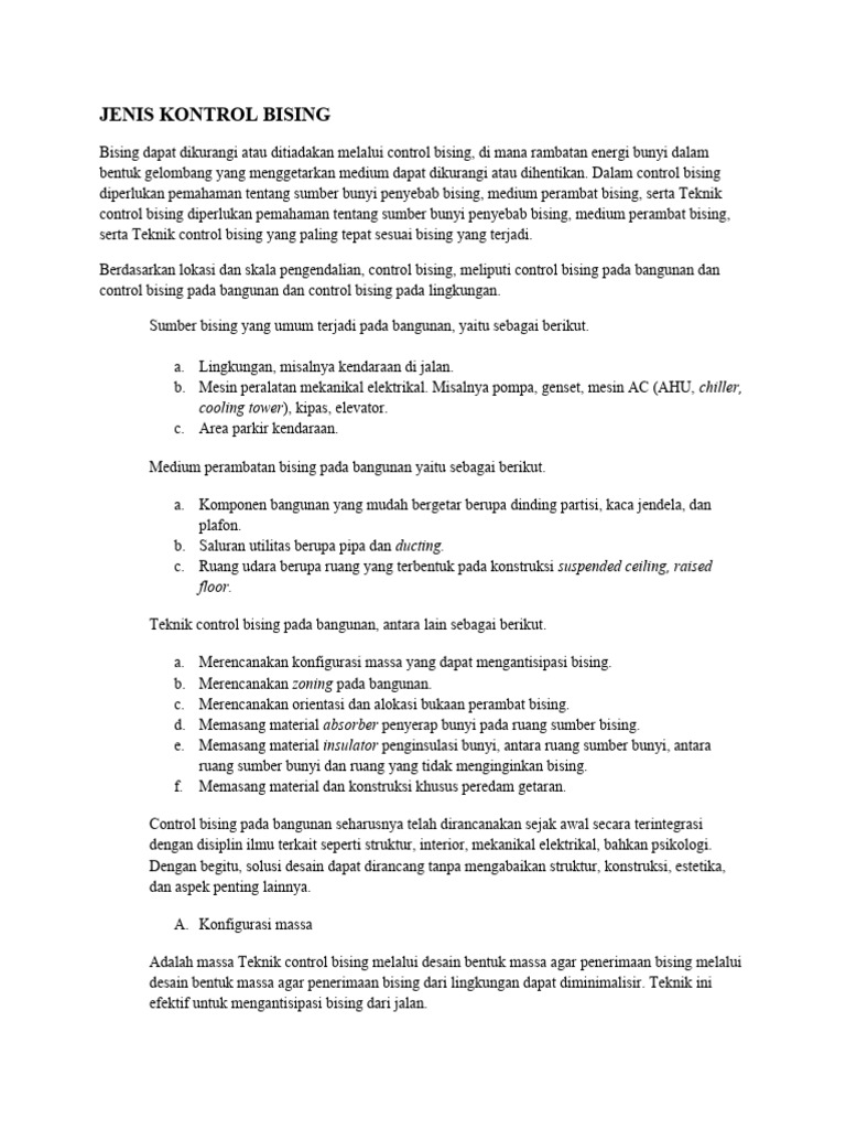 Jenis Kontrol Bising | PDF