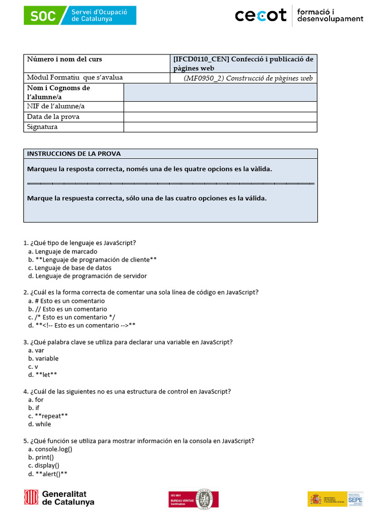 1 Examen Modulo JAVASCRIPT SOLUCIONES | PDF