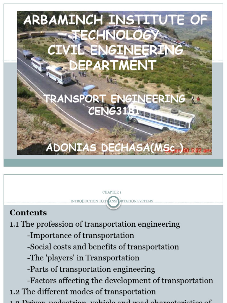CHAPTER 1 - Introduction To Transportation Systems | PDF