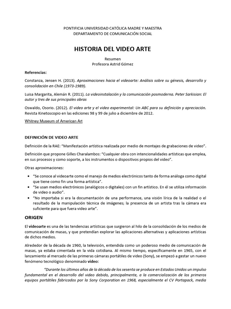 Historia Del Video Arte | PDF