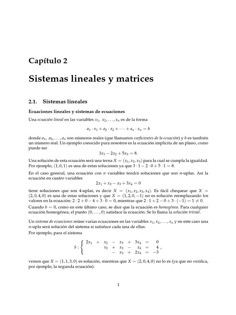 Álgebra 27 - CBC - Capitulo - 2 | PDF | Matriz (Matemáticas) | Ecuaciones
