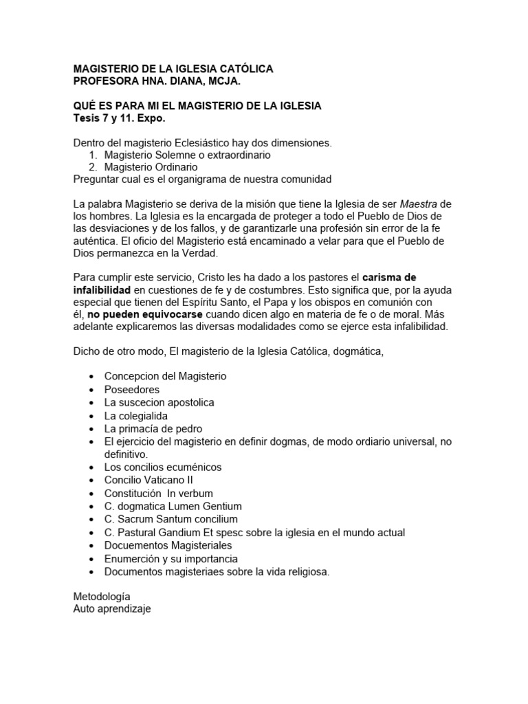 Magisterio de La Iglesia Católica | PDF | Iglesia Católica | Papa
