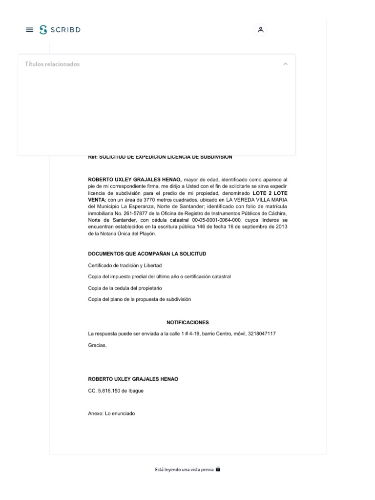 Solicitud Expedicion Licencia de Subdivision - PDF - Derecho Civil (Common Law) - Ley Común | PDF