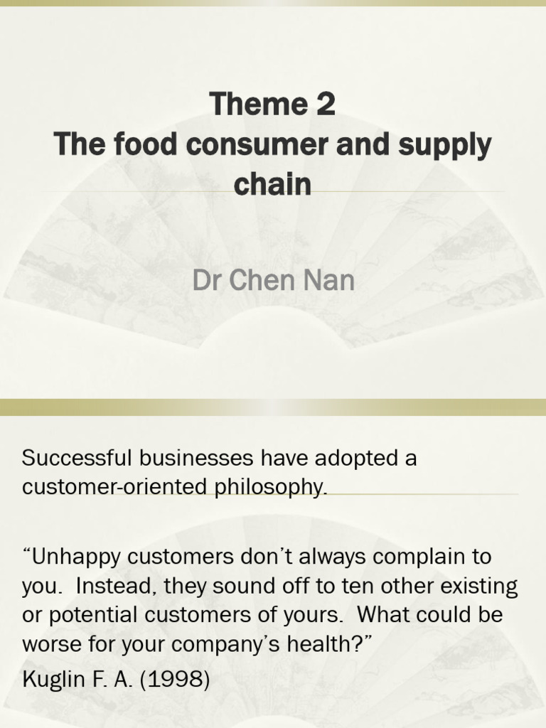 Theme 2 Food Consumer and Value Chain | PDF