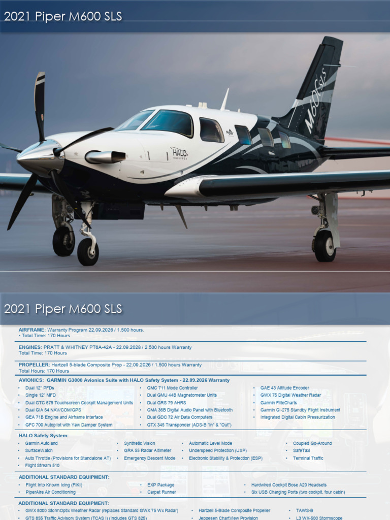 2021 Piper M600 SLS Specs 3 | PDF | Vehicles | Manufactured Goods