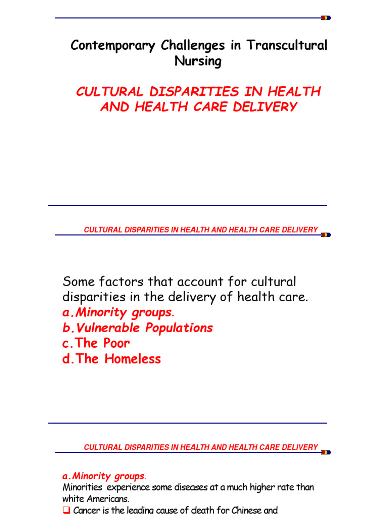 Contemporary Challenges in Transcultural Nursing: Cultural Disparities ...