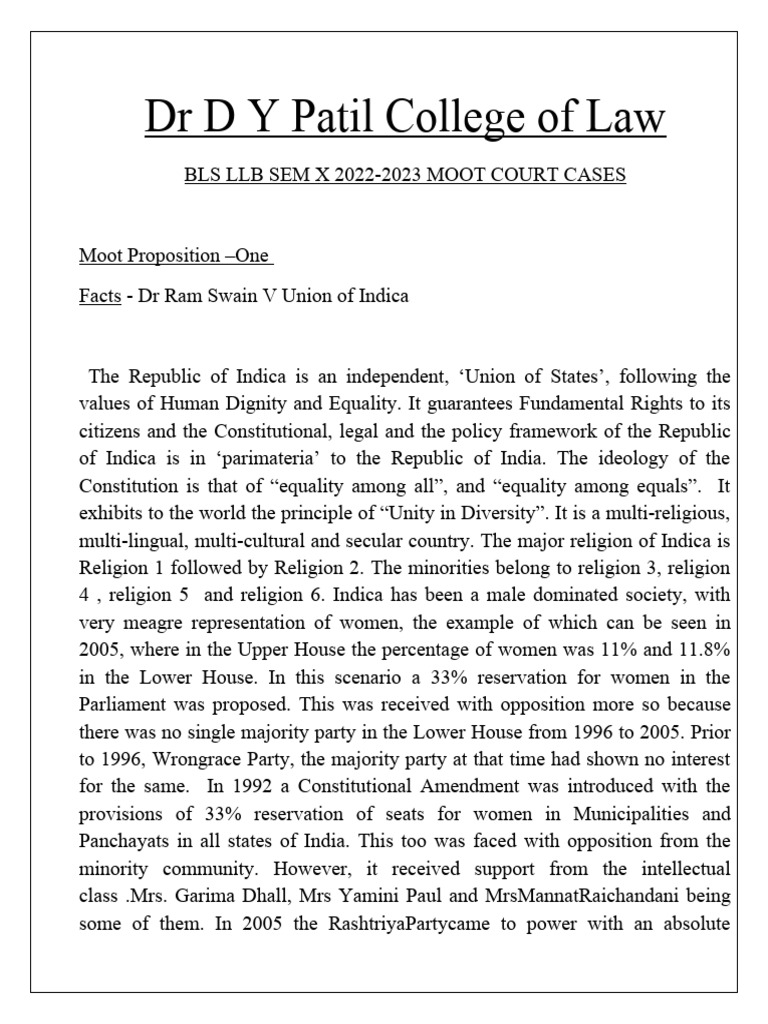 Moot Court BLS LLB Sem X | PDF