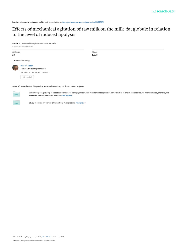 ảnh hưởng khuấy trộn cơ học sữa tươi nguyên liệu đến các giptj chất béo ...